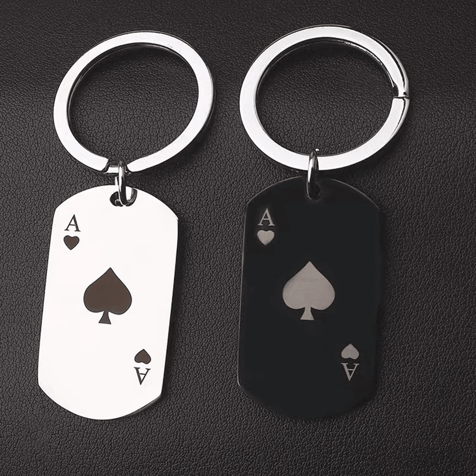 1 Pc Stainless Steel Ace Of Spades Playing Card Keychain Suitable For ...