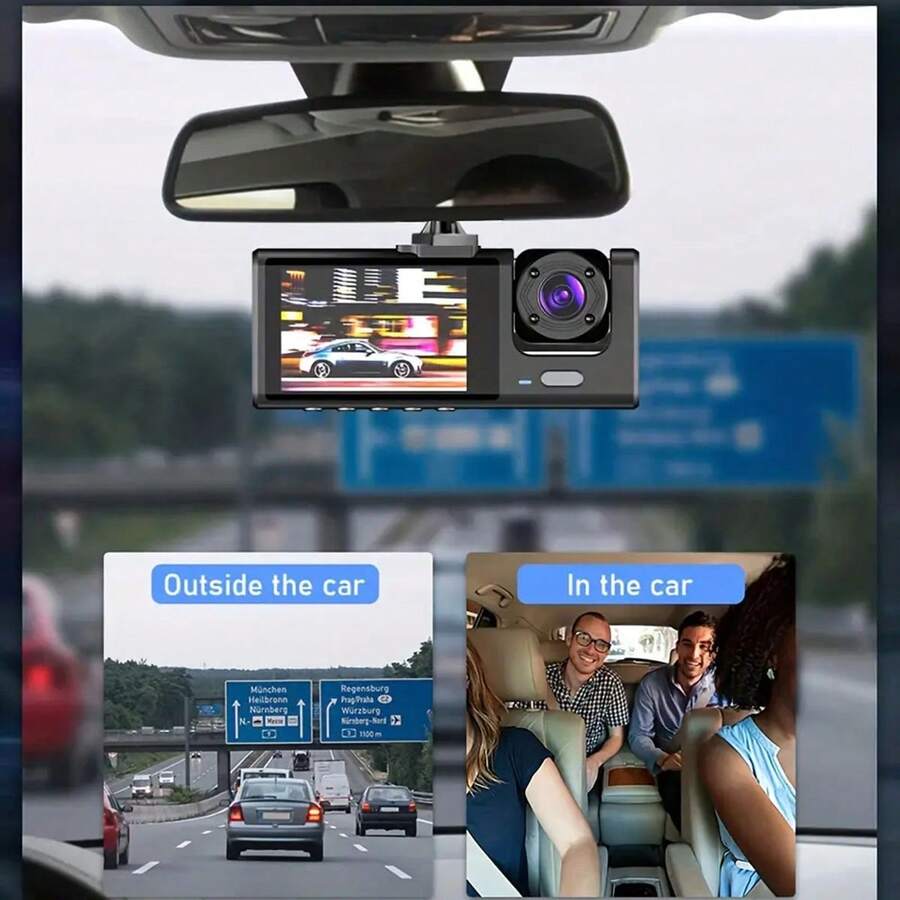 2 Camera Lens Car DVR, 2-Channel Dash Cam HD 1080P Dash Camera Dual ...