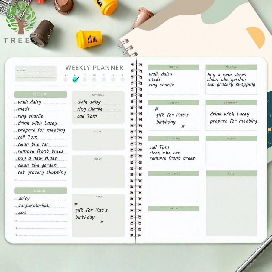 Agenda De Planification Hebdomadaire Florale Non Datée Avec Tracker D ...