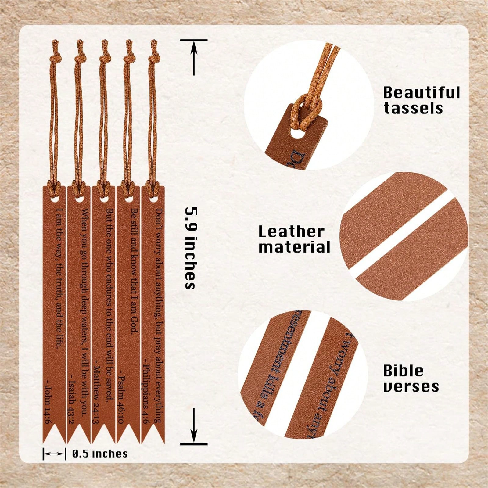 Christian Bible Verses Leather Bookmarks Handmade Page Markers ...