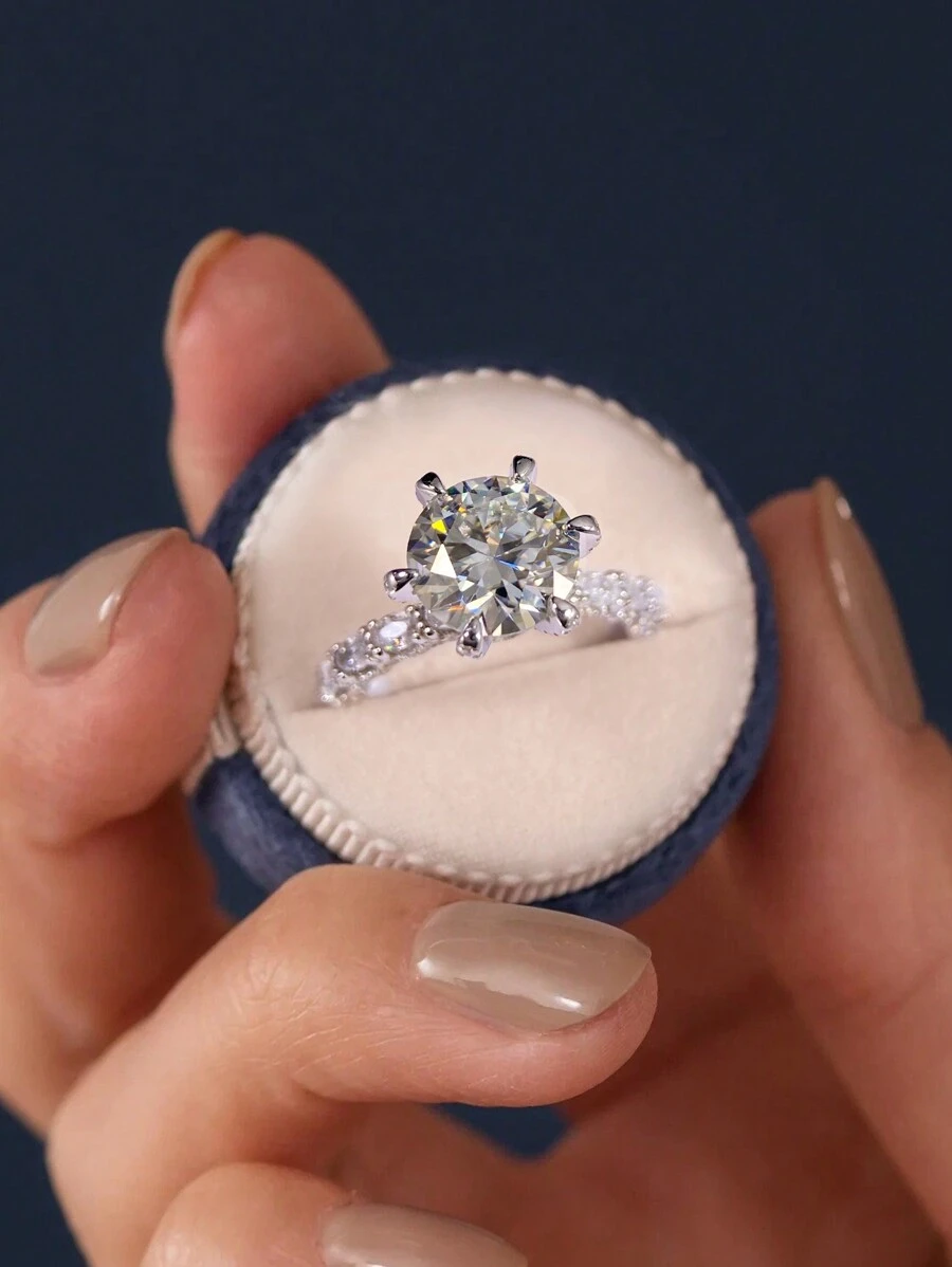 1Pc 3ct White Moissanite Engagement Ring Wedding Band For Women S925 ...