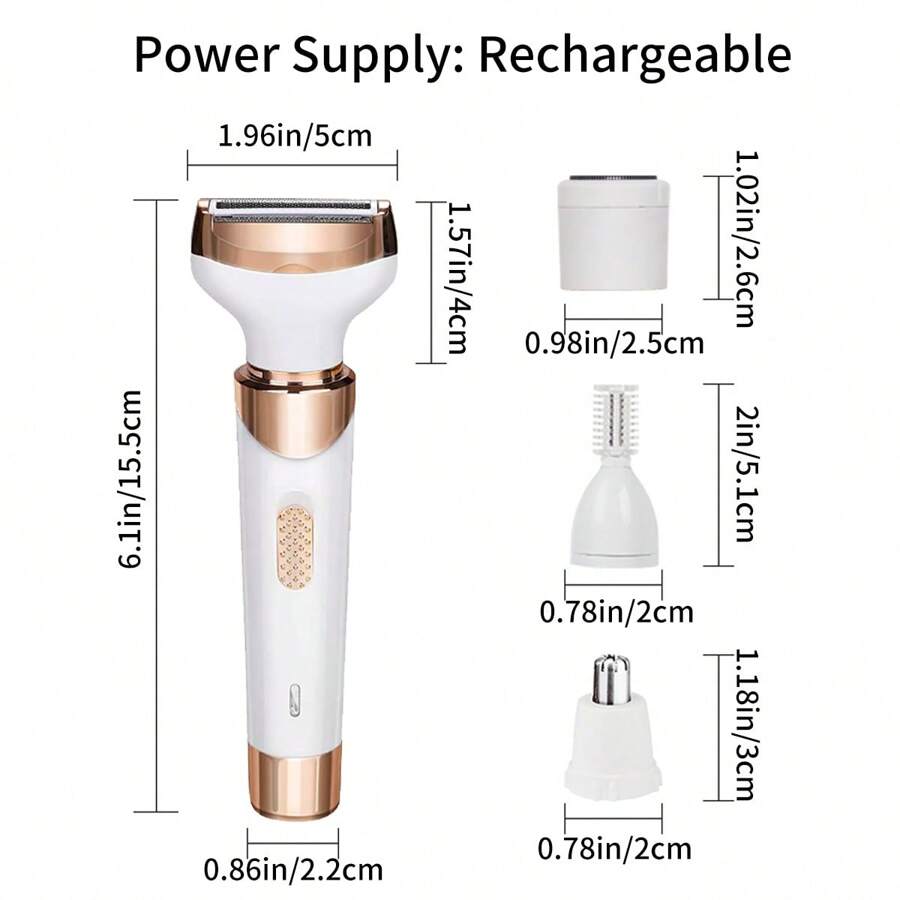 1 Set Portable Rechargeable 4 In 1 Multifunctional Women's Shaver, With ...