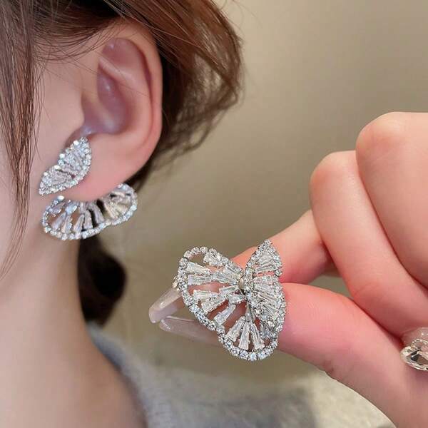 1pair Gold-Plated 925 Silver Needle Earrings With , Oil Drip Design ...