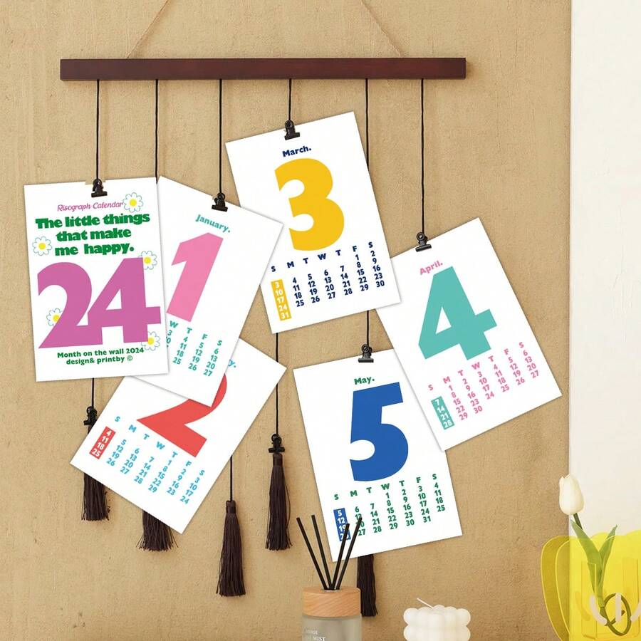 13pcs Calendar Design Postcard 2024 Calendar Card Simple Style Digital ...