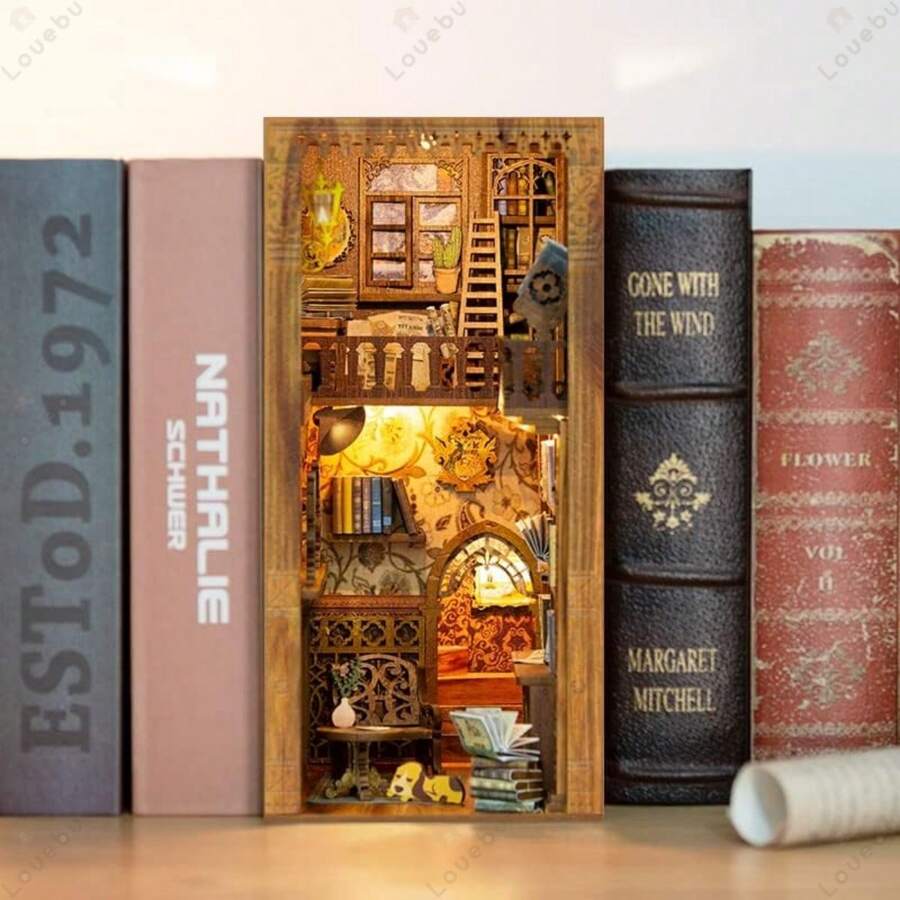 DIY Book Nook Kit, DIY Dollhouse Miniature Kit Bookshelf Decor Booknook Kit DIY Eternal ...