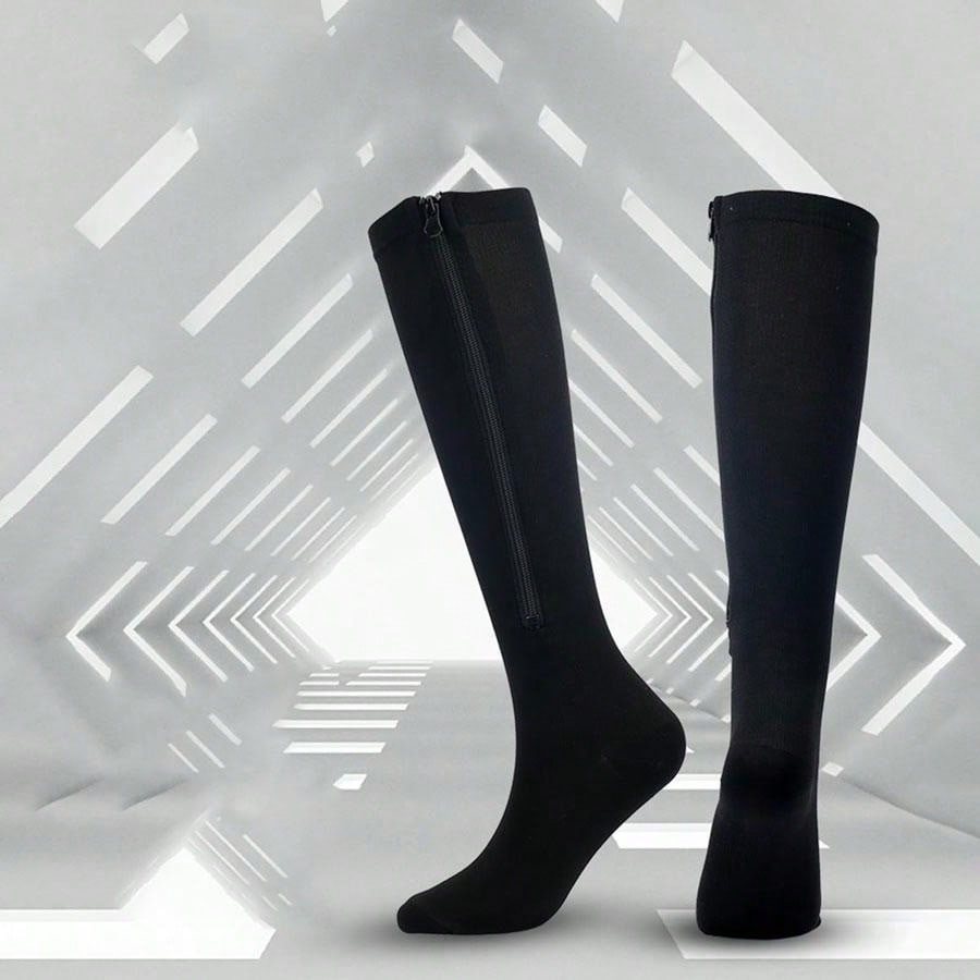 1 Pair Zip Compression Socks Closed Toe With Zipper Stocking Knee ...