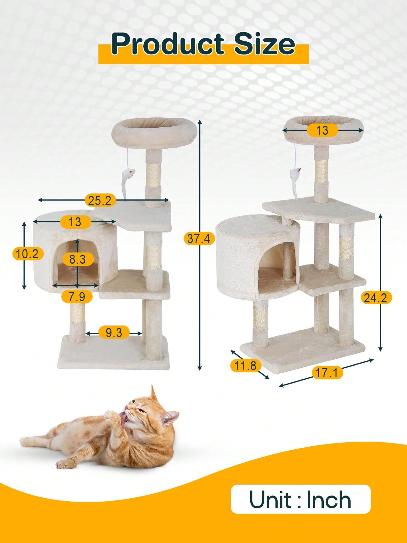 Cat Tree 36 Inch Tall Scratching Toy Activity Centre Cat Tower Cat ...