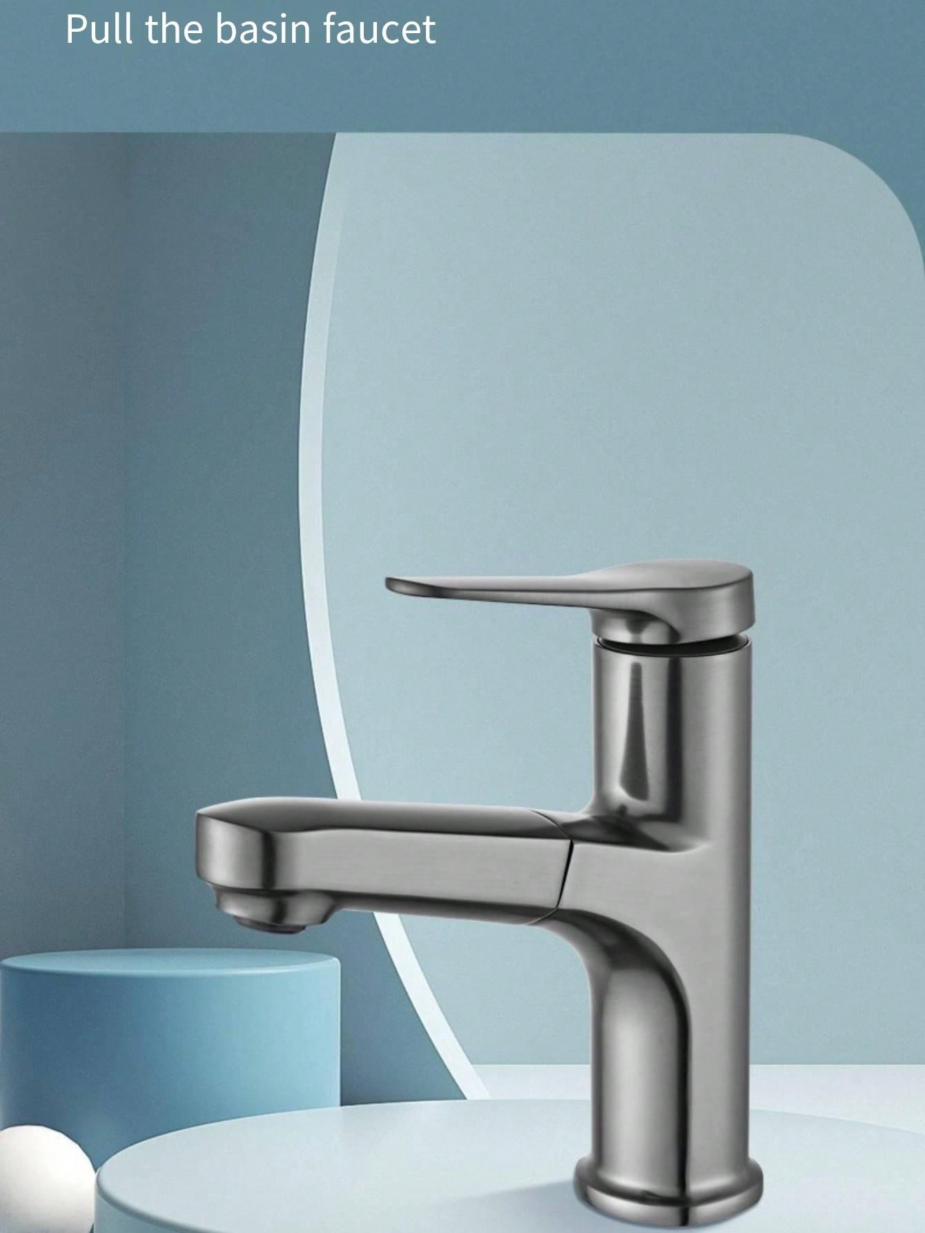 Gray-Colored Popular Pull-Out Basin Faucet With Anti-Splash And ...