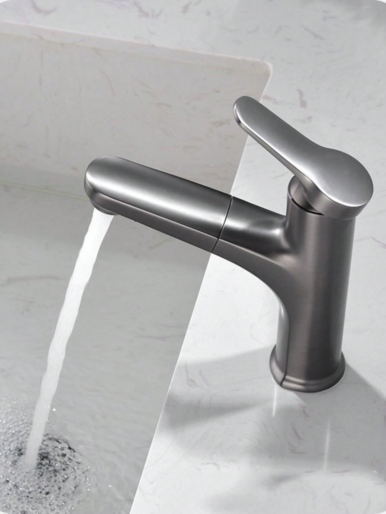 Gray-Colored Popular Pull-Out Basin Faucet With Anti-Splash And ...