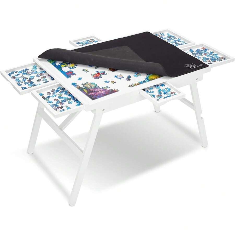 JUMBL Jumbl 1500-Piece Puzzle Table W/Cover, 27" X 35" Jigsaw Puzzle ...