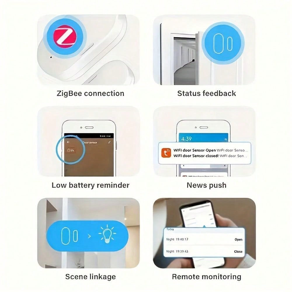 Tuya Zigbee Door Sensor Smart Home Security Window Detector Wireless ...
