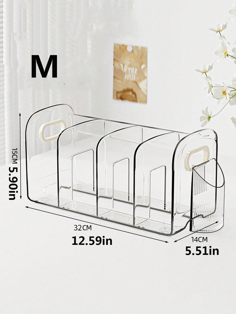 1pc Desktop Clear Acrylic Student Book Stand With Divider, Pen Holder ...