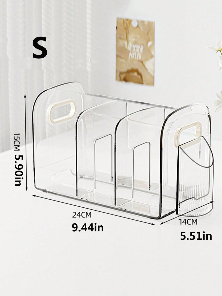 1pc Desktop Clear Acrylic Student Book Stand With Divider, Pen Holder ...