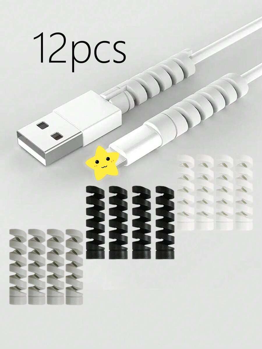 12pcs Spiral Charger Data Cable Protective Case Set Cable Protector ...