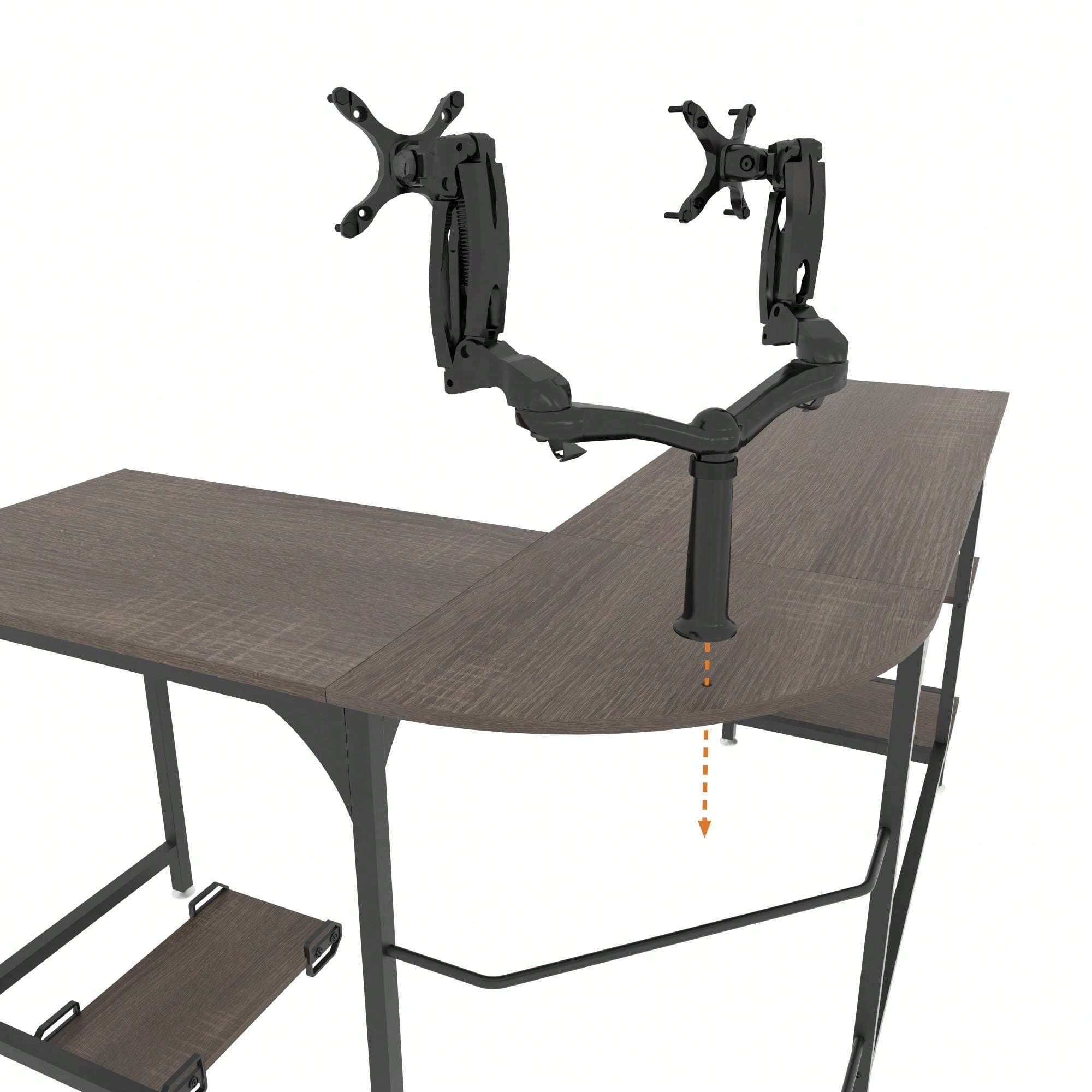 L Shape Desk With Shelves Computer Desk Monitor Shelf And Printer ...