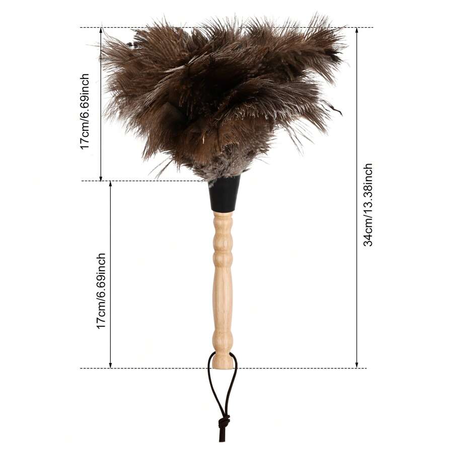 Ostrich Feather Duster With Wooden Handle, Anti-Static Natural Ostrich ...