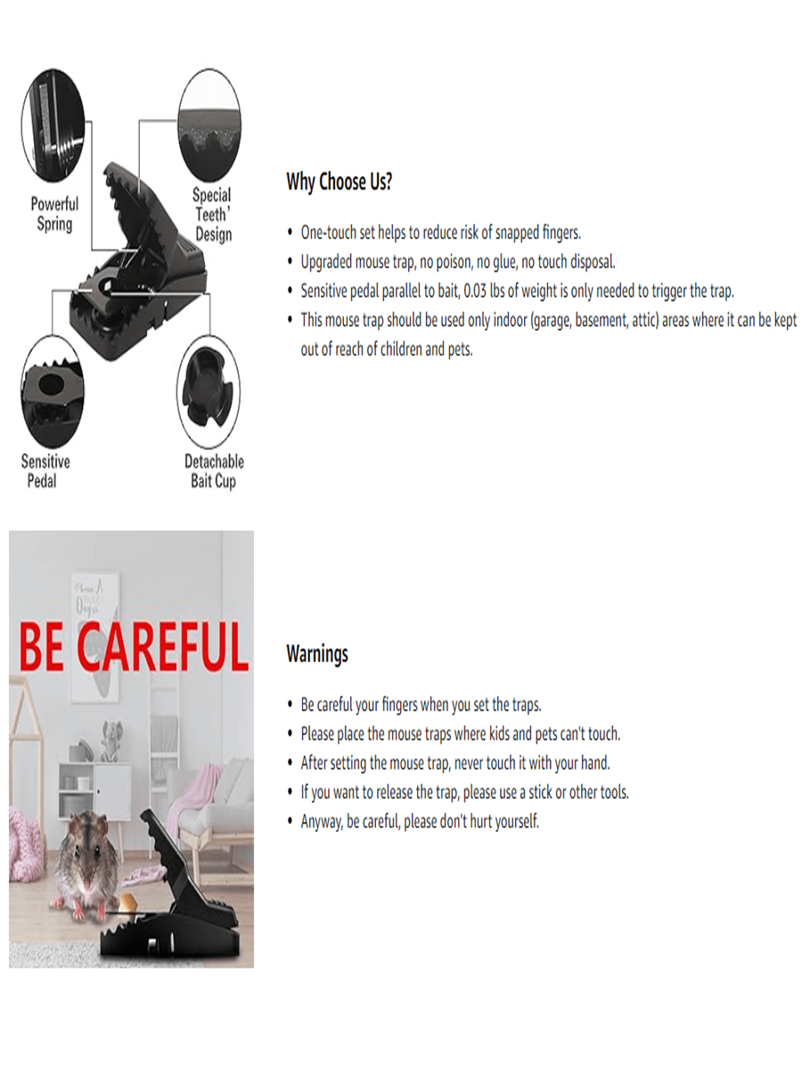 Mouse Traps, Mice Traps For House, Small Mice Trap Indoor Quick ...