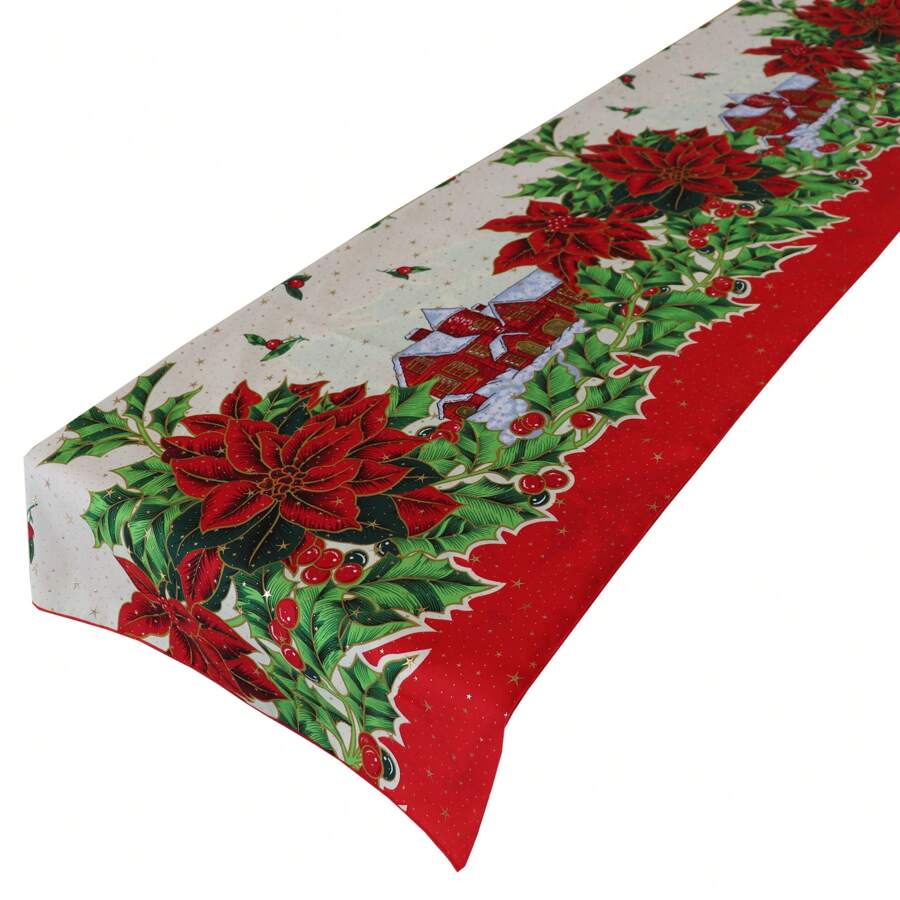 18" Wide Christmas Themed Table Runner With Shiny Gold Accents | SHEIN USA