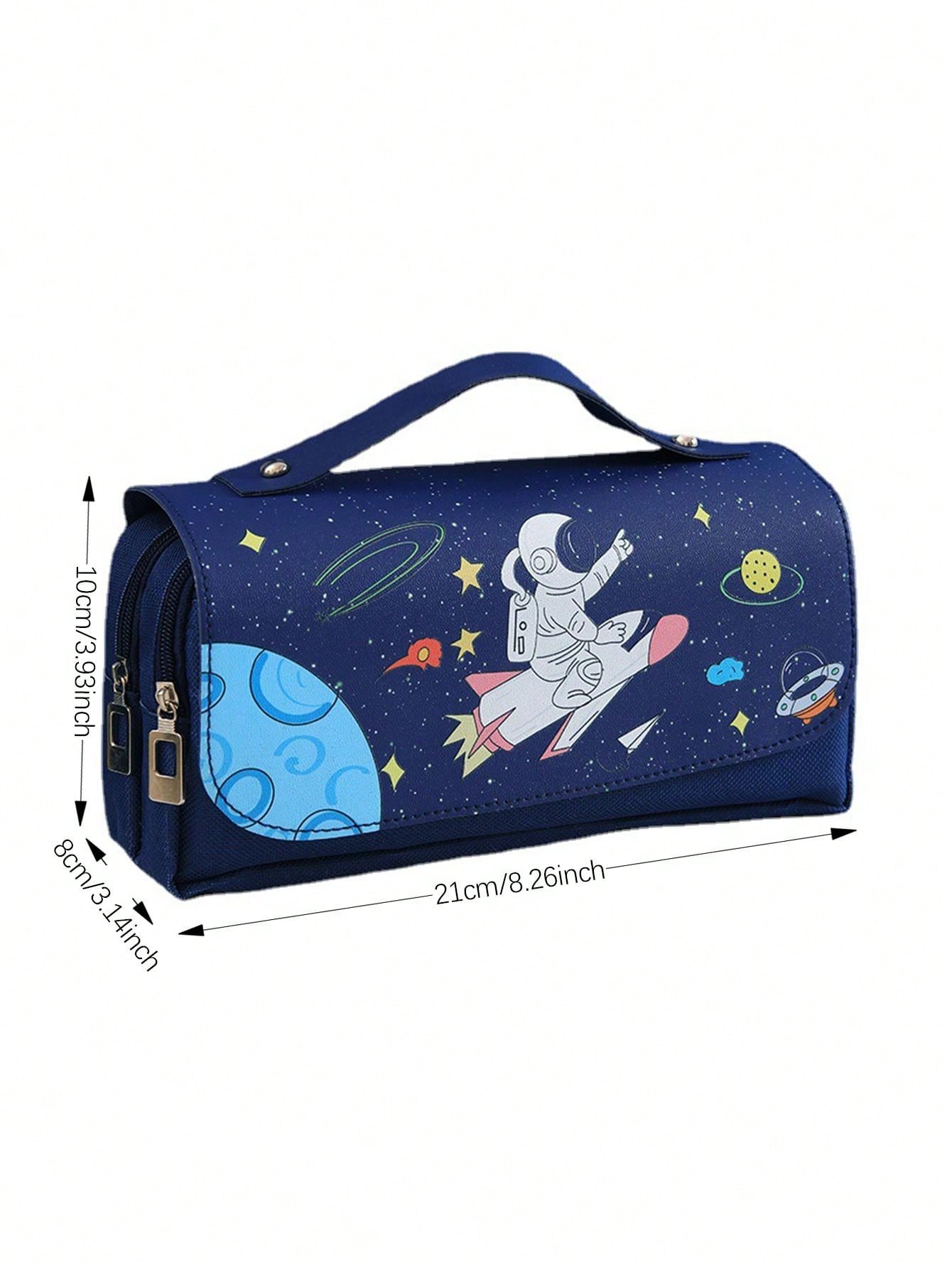 Space Astronaut Themed Pencil Case For Boys, Large Capacity Three ...
