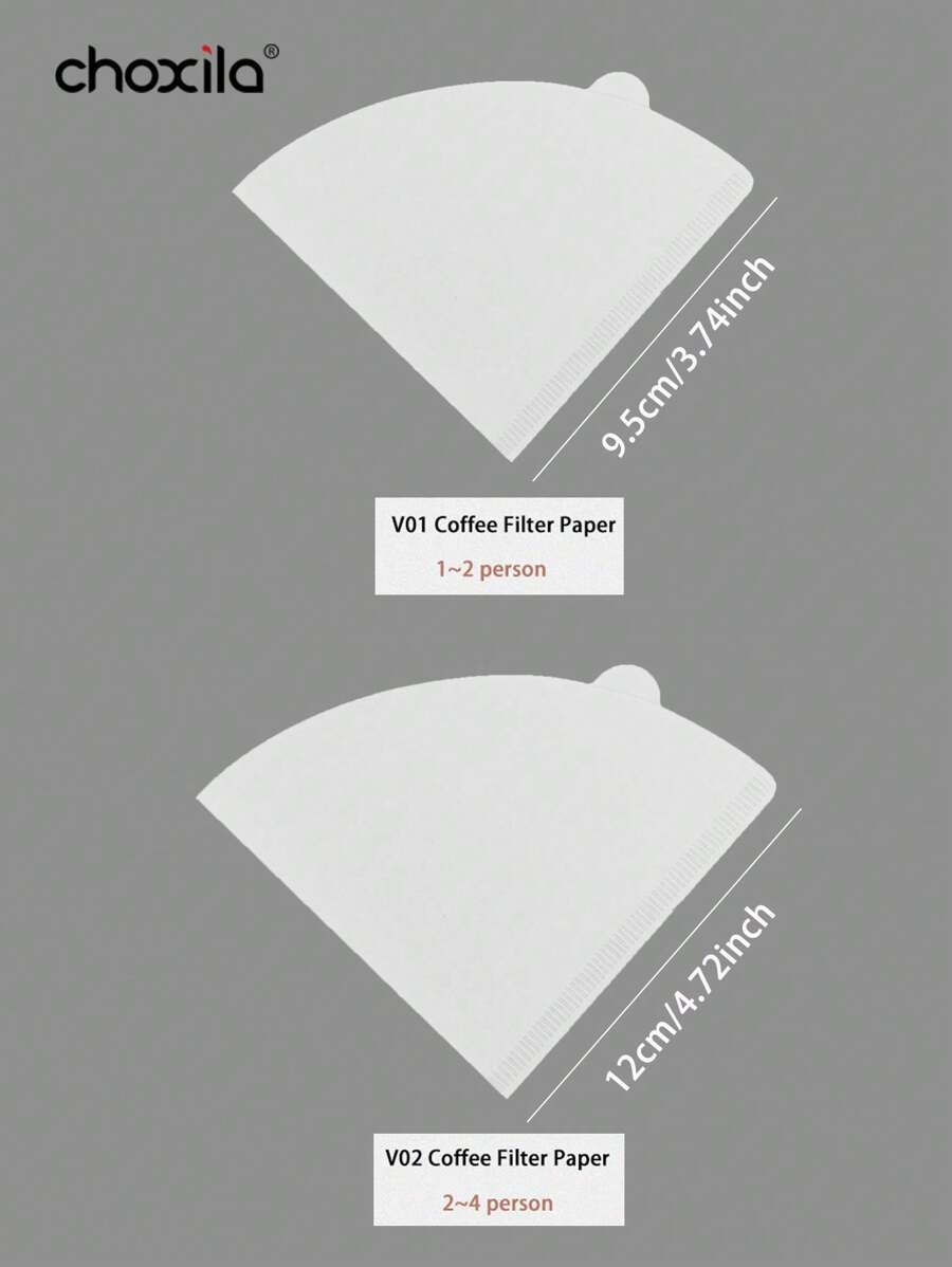 choxila 40/100/200pcs Coffee Filter, V-Shaped Coffee Filter Paper ...