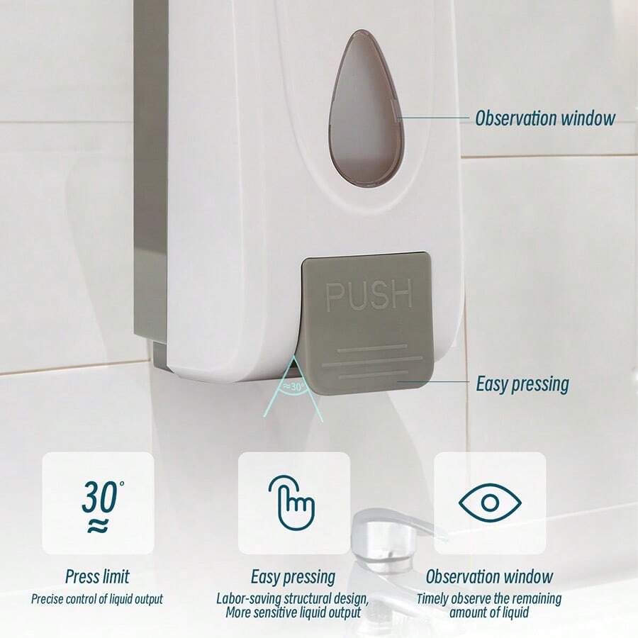 1 Pc ABS Material Manual Soap Dispenser 1000ml, Wall Mounted, Hand ...