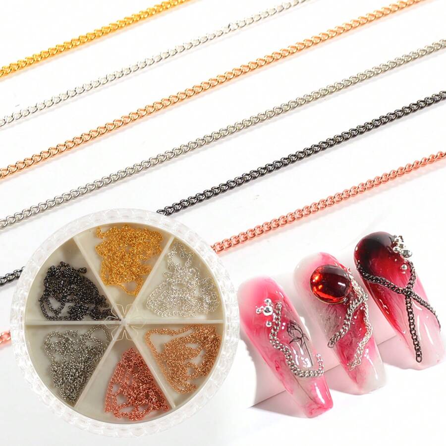 1Box 3D Metal Nail Chain Charms Decoration Metal Punk Nail Jewelry ...