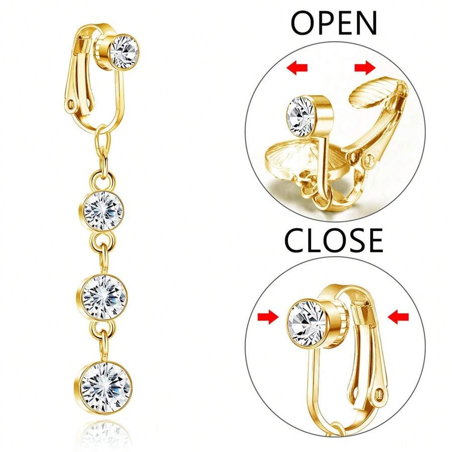 ORAZIO 1Pc Fake Belly Ring Fake Belly Piercing For Women Clip On Belly ...