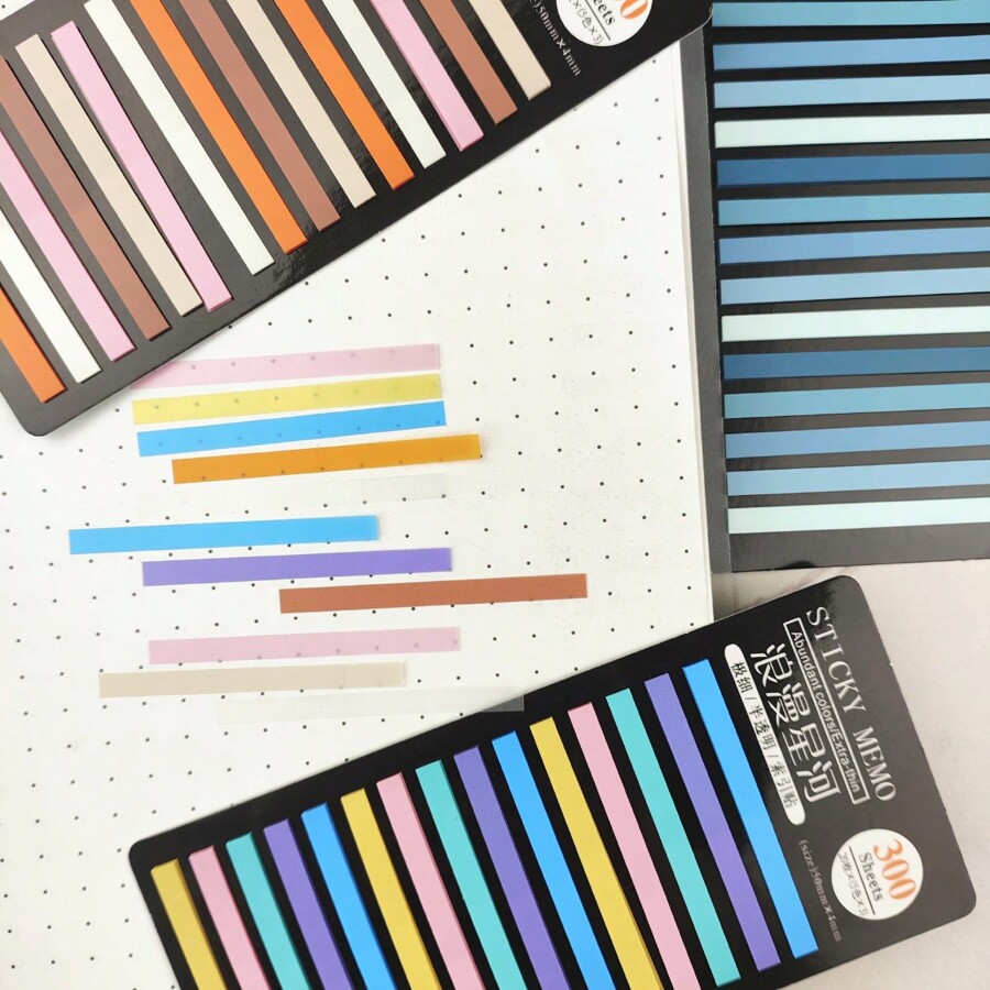 3 Packs 900pcs Ultra Thin Fluorescent Index Tabs, Color Coded ...