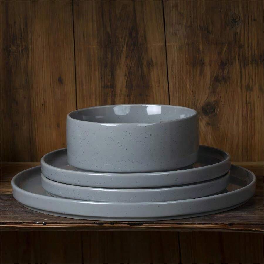 Famiware Nebula 12 Pieces Stoneware Dinnerware Sets, Plates And Bowls ...