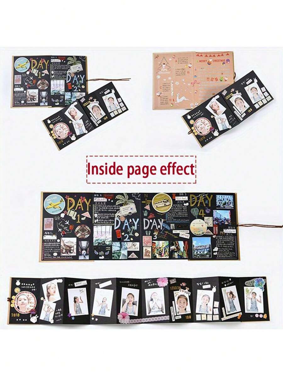 Foldable Diy Accordion Photo Album, Creative Handmade Memory Book Gift ...