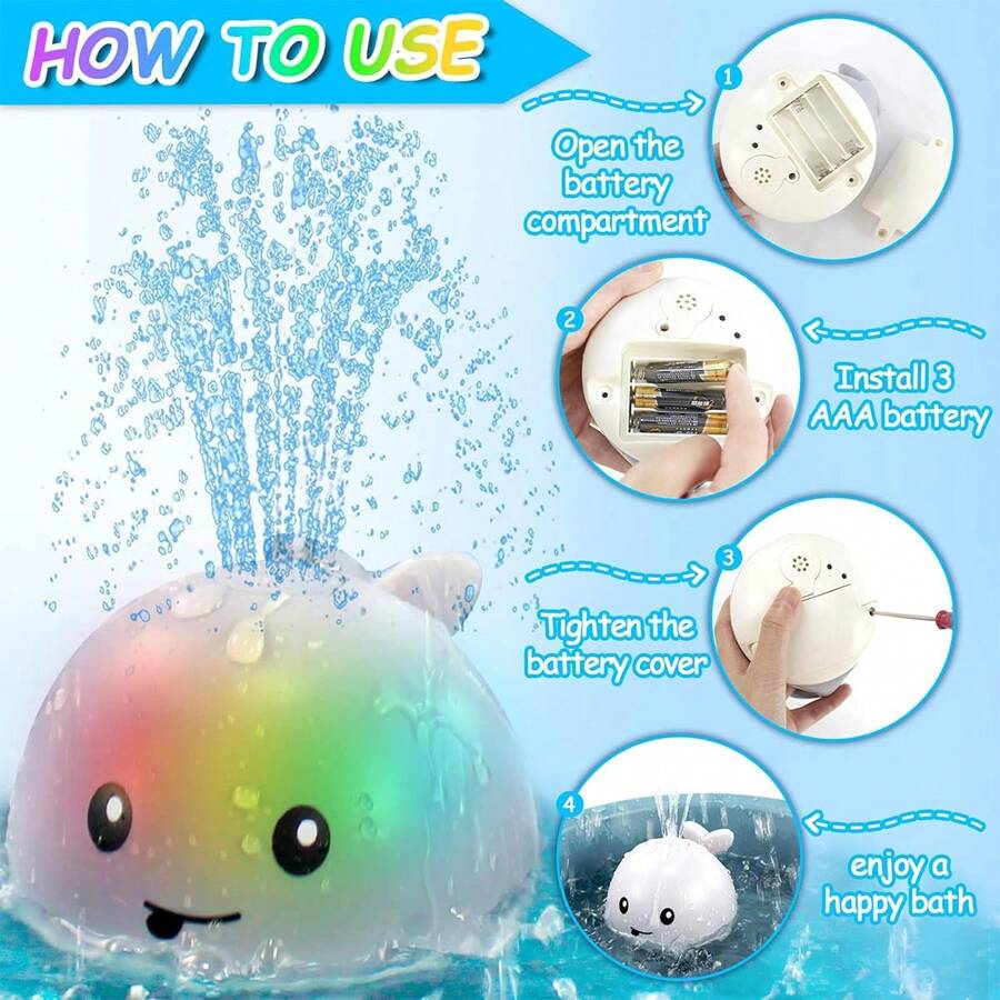 1pc Baby Bath Toy With Lights, Water Spraying Children's Bathroom Toy ...