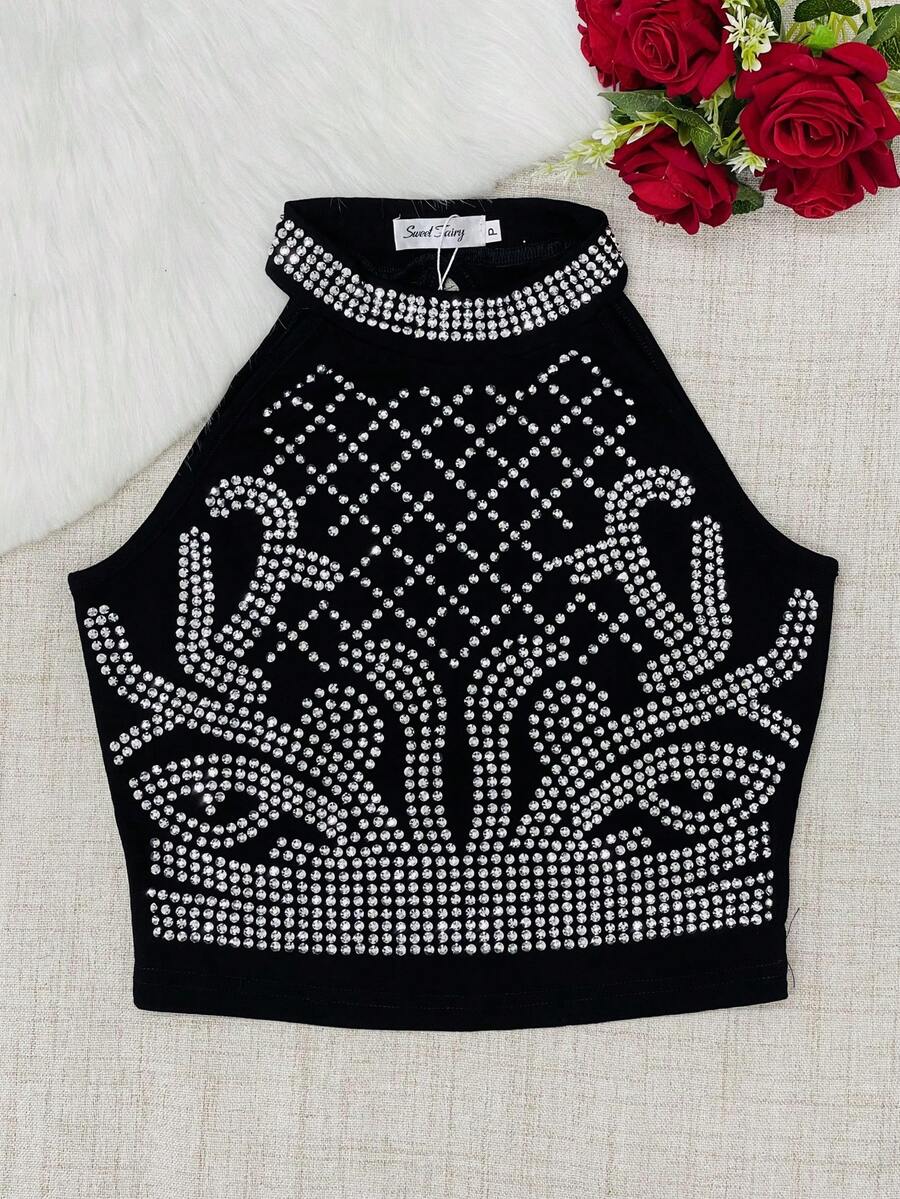 cropped feminina com gola alta detalhe de strass | SHEIN Brasil