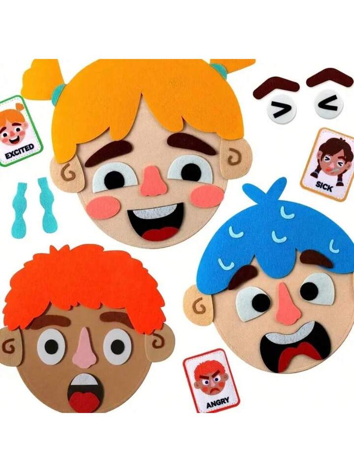 Magnetic Face Preschool Felt Toy,Face Felt Board For Social Emotional ...
