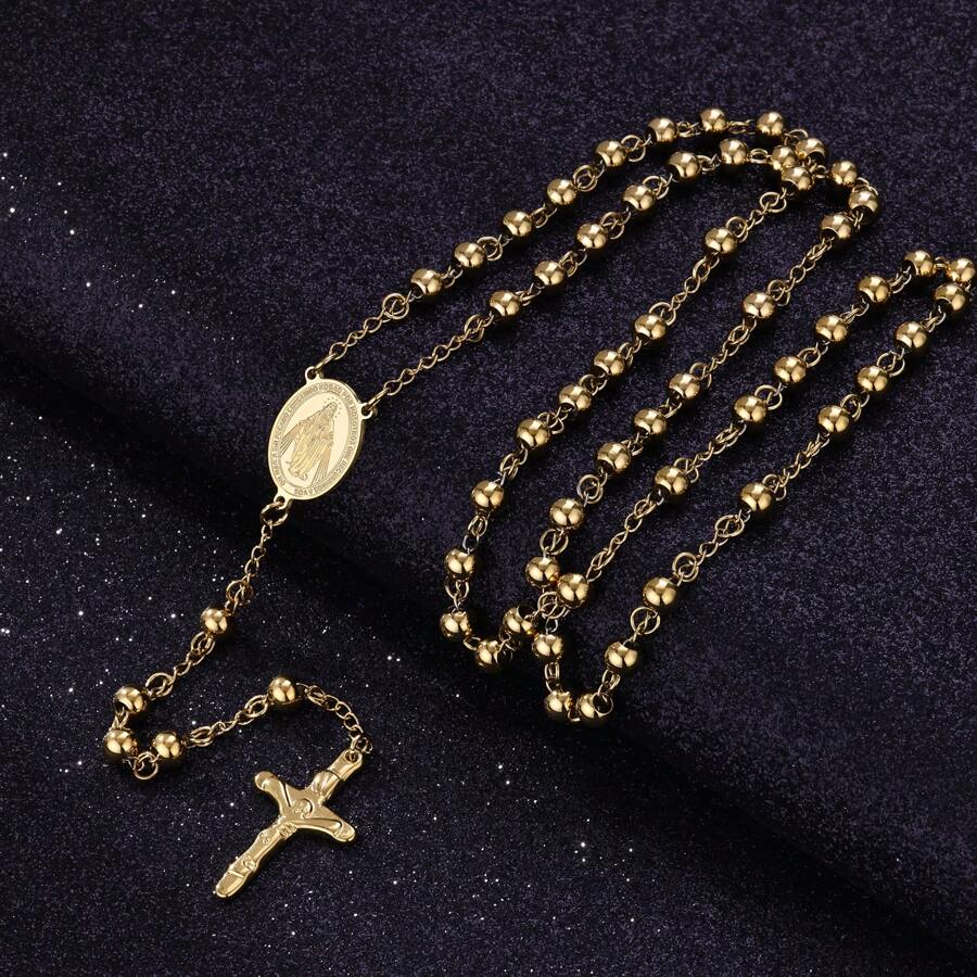 1pc 6mm Beads Stainless Steel Jesus Christ Cross Virgin Mary/Angel ...