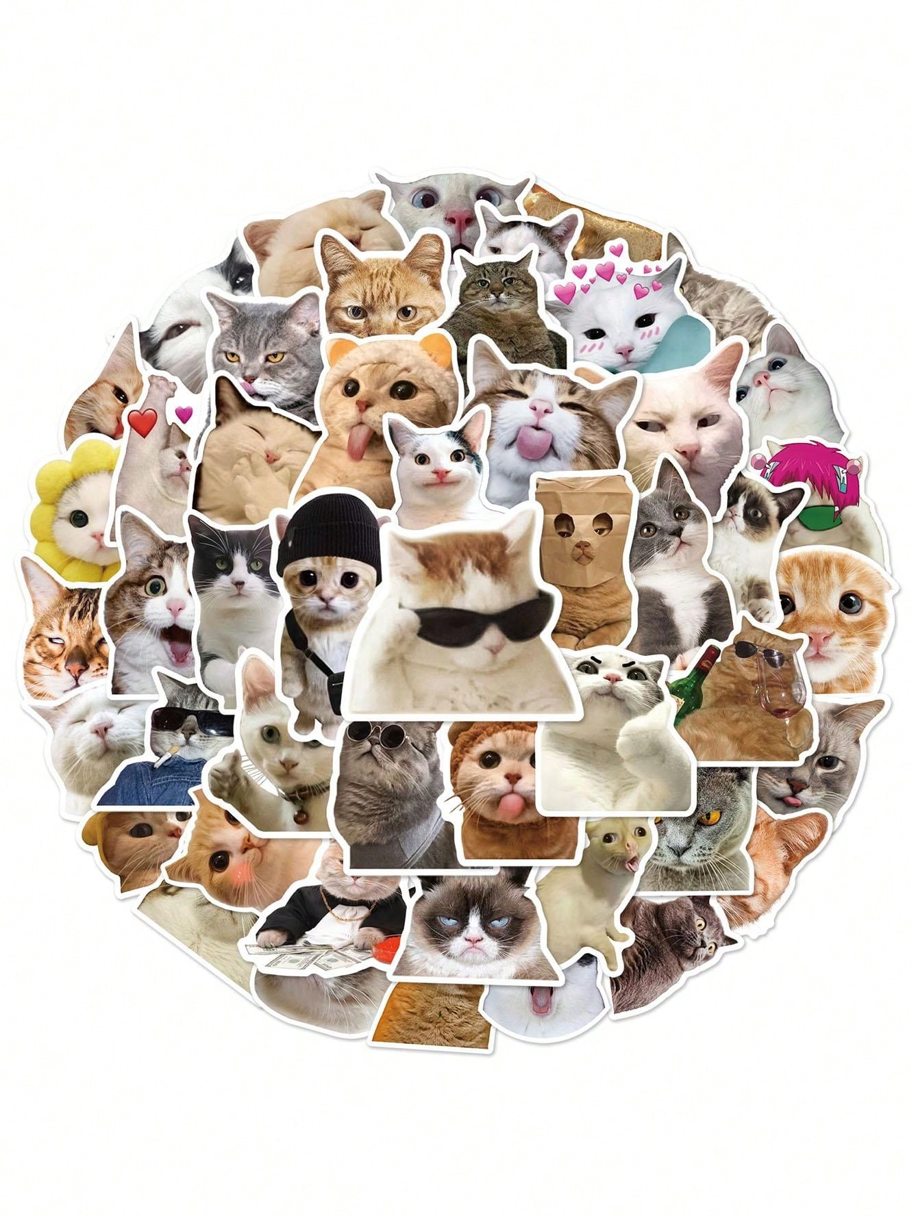 50pcs Cute Cat Waterproof Graffiti Stickers For Phone Cases, Luggage ...