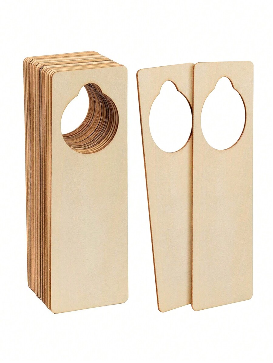 24 Pack Unfinished Wooden Door Knob Hangers, Blank Wood Doorknob Signs For Crafts (3 X 10 In ...