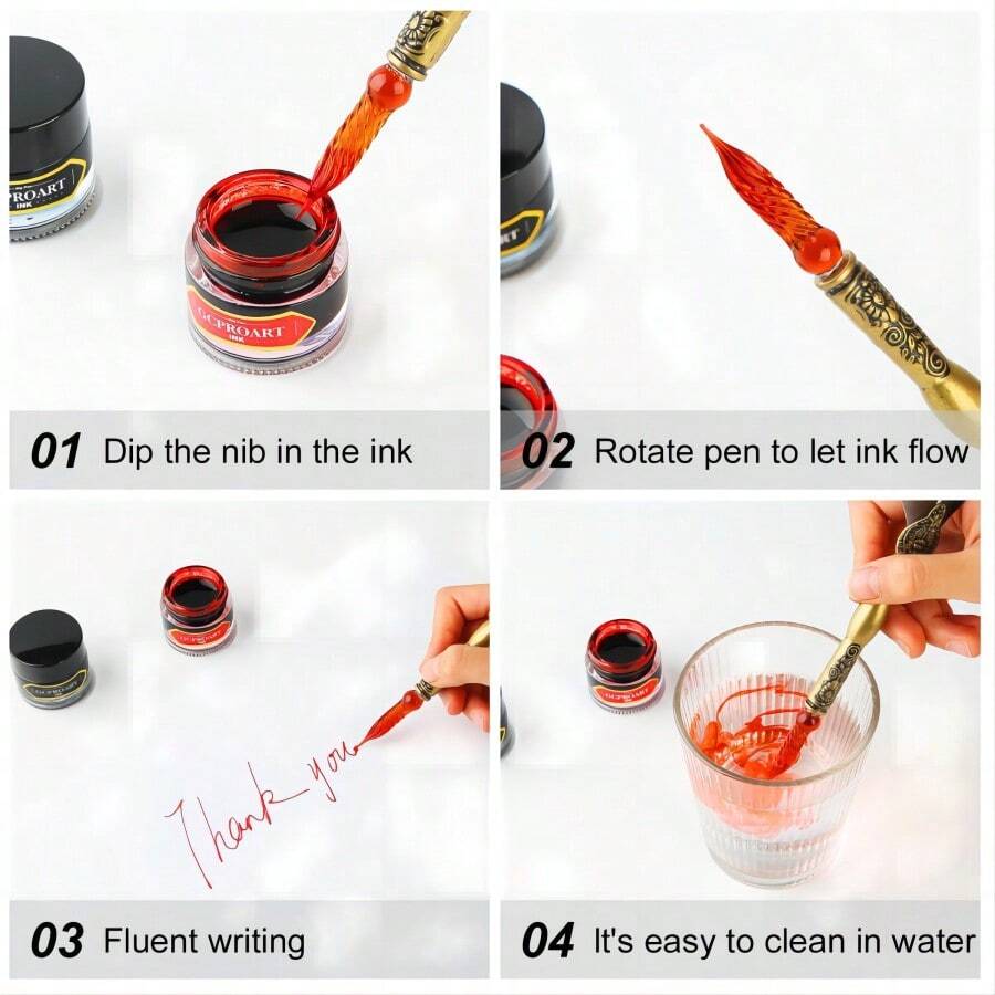 Calligraphy Pen Set Gift Pack - Glass Water Dropper Pen Nib With ...