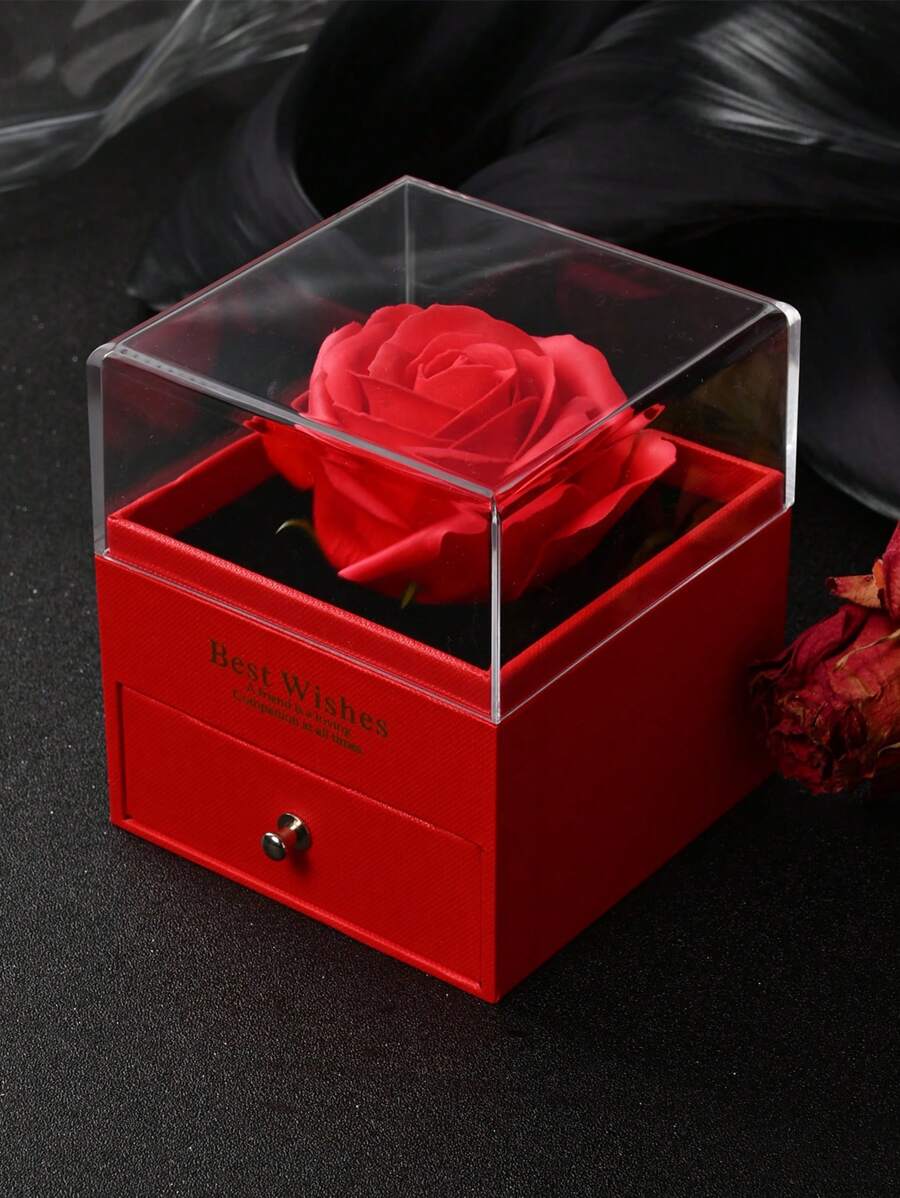 1pc Multicolor Fashionable Artificial Rose Flower Gift Box For ...