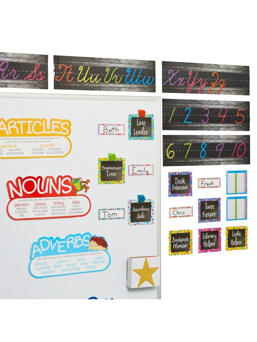 Cursive Alphabet Wall Strip, Numbers Bulletin Board Borders For ...