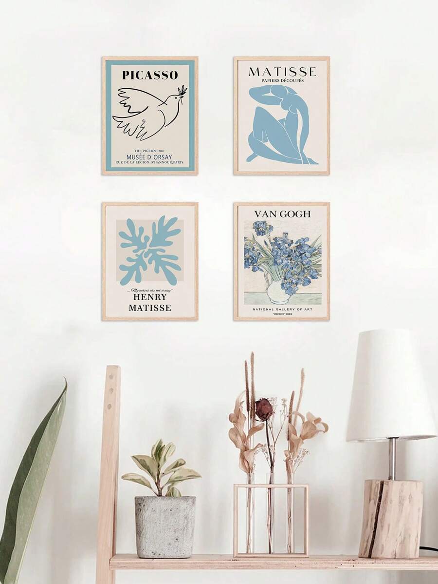 6 Pieces Abstract Canvas Painting Botanical Painting Poster Boho Wall ...