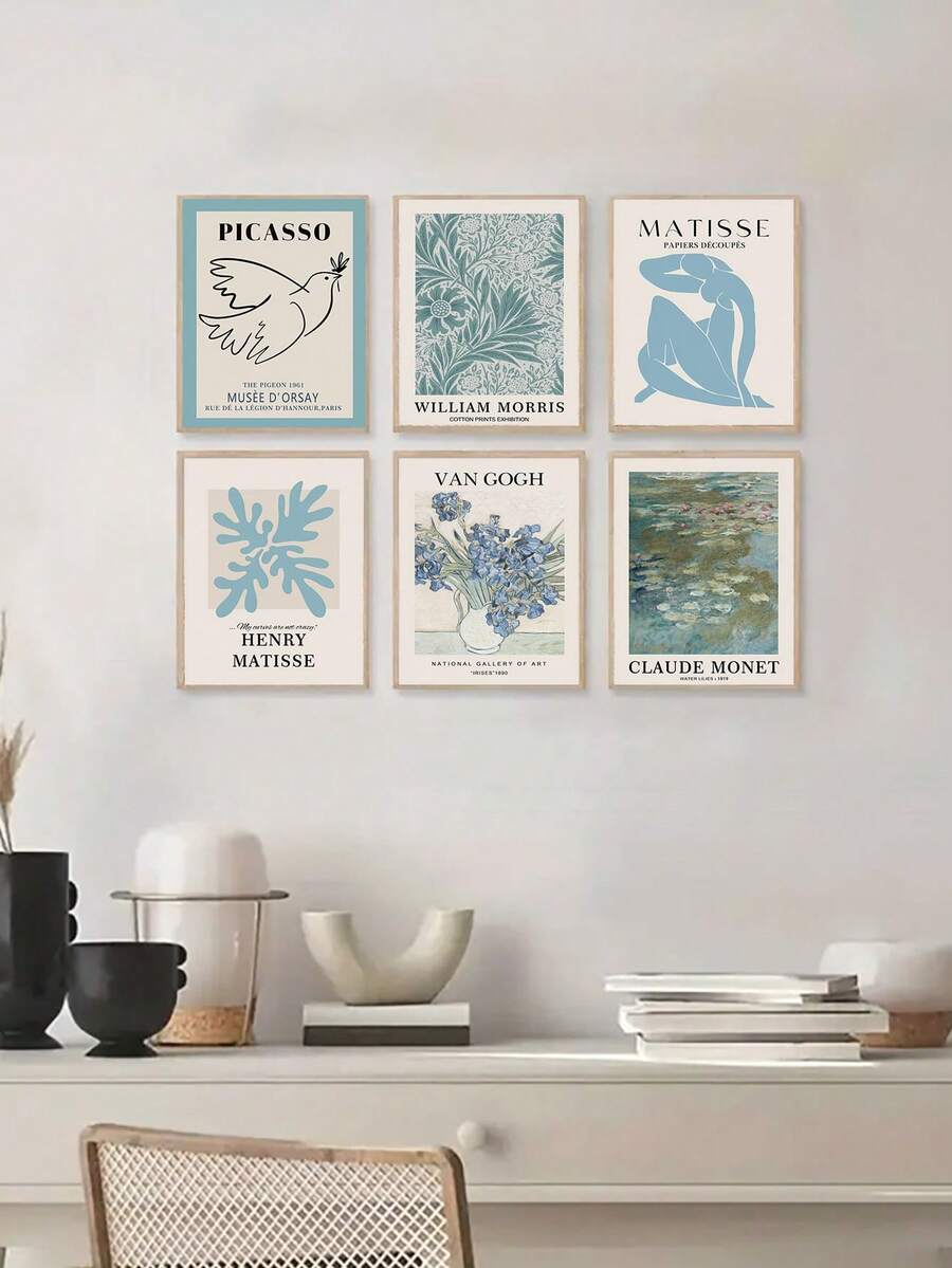 6 Pieces Abstract Canvas Painting Botanical Painting Poster Boho Wall ...