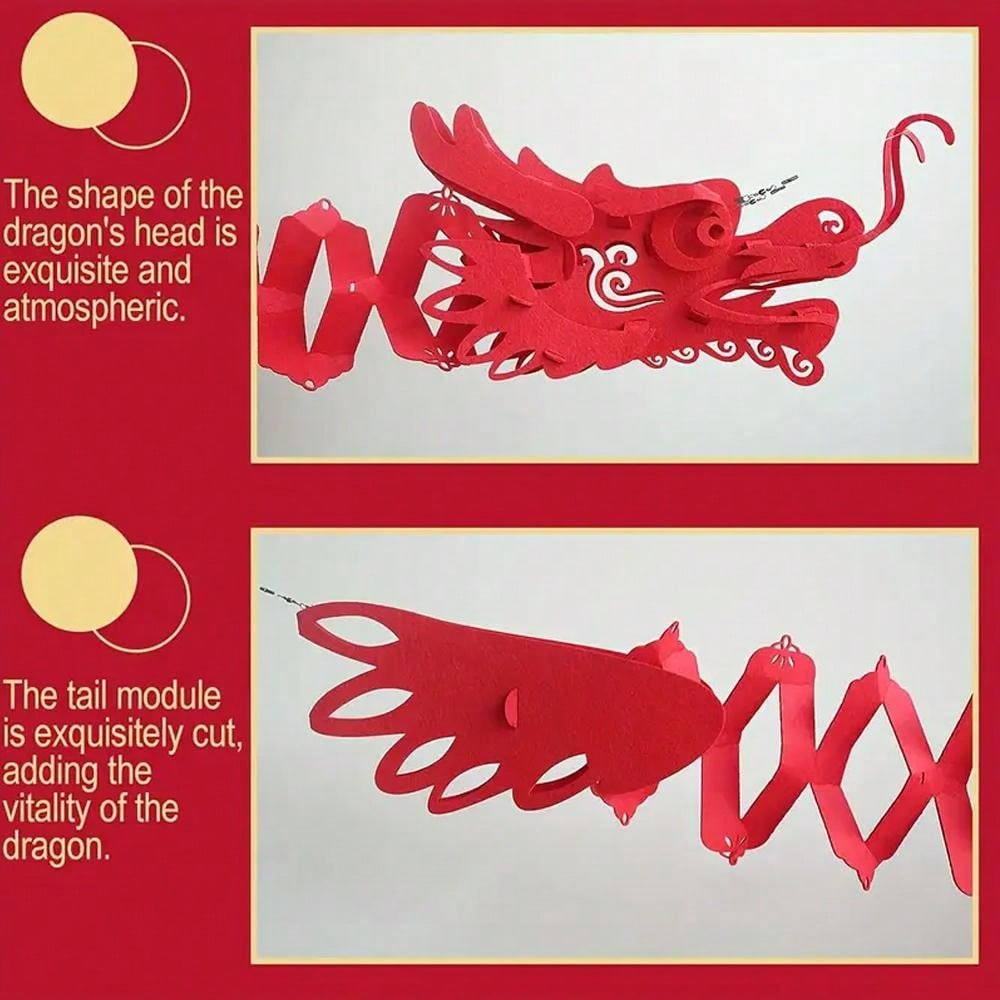 Chinese New Year Dragon Ceiling Decorations Hanging 3D Red Dragon With ...