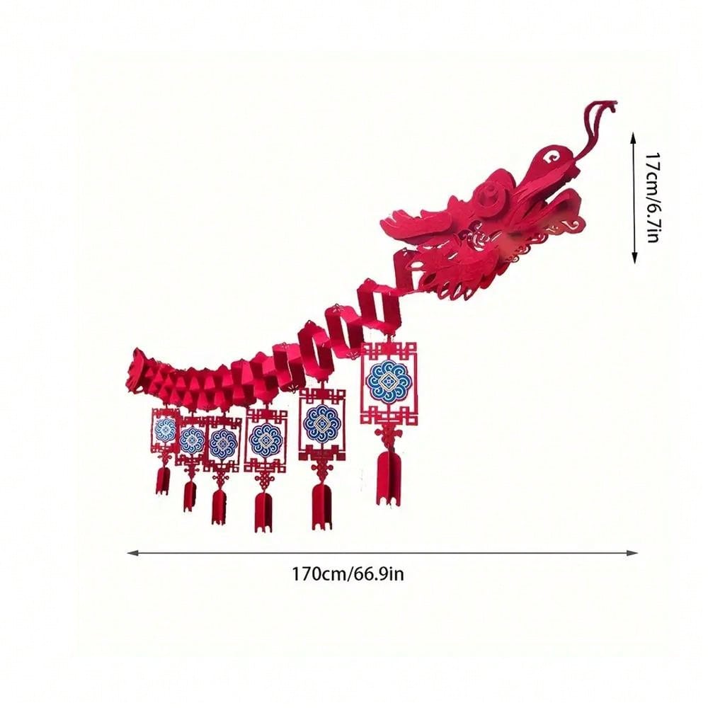 Chinese New Year Dragon Ceiling Decorations Hanging 3D Red Dragon With ...