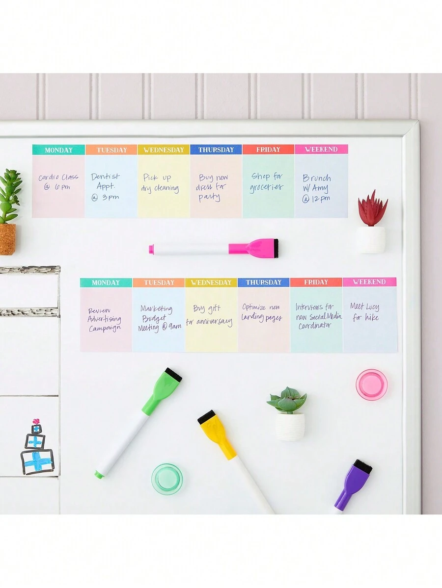 100 Sheets Weekly Planner Sticky Notes, 6-Day Calendar Note Pad For ...