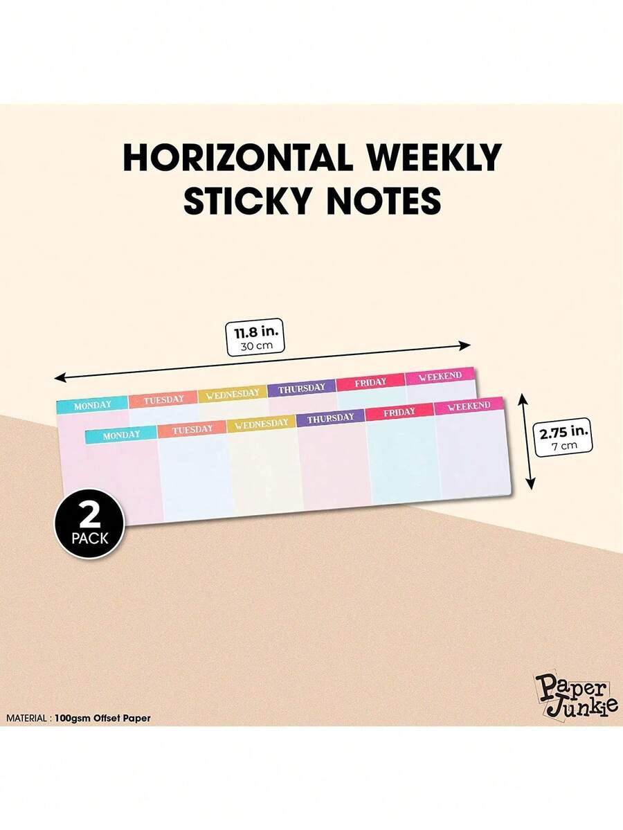 100 Sheets Weekly Planner Sticky Notes, 6-Day Calendar Note Pad For ...