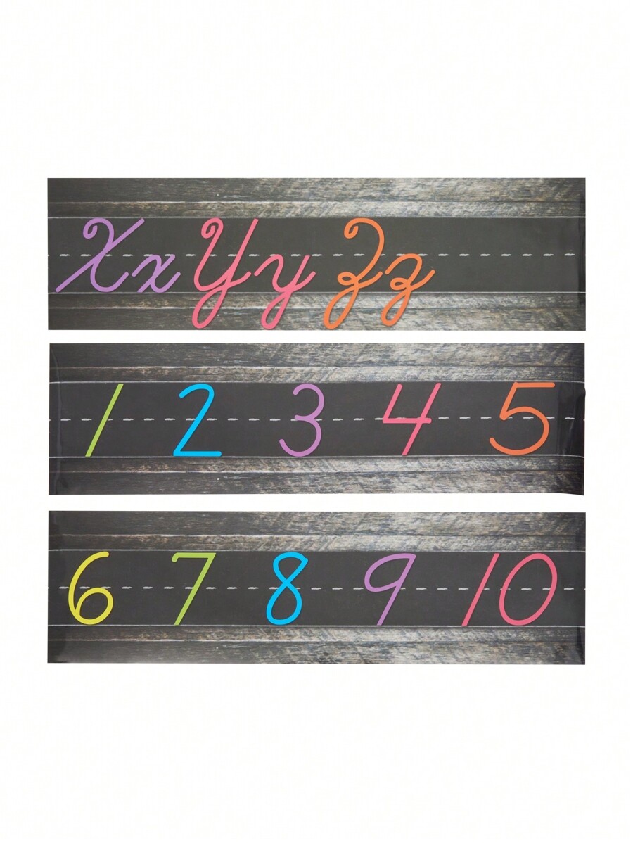 Cursive Alphabet Wall Strip, Numbers Bulletin Board Borders For ...