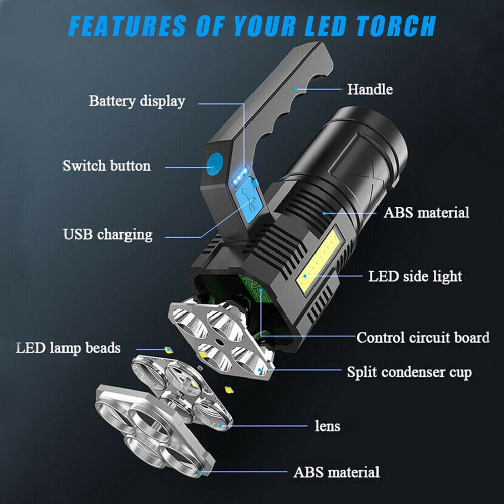 Most Powerful 2500000LM LED Super Bright Tactical Torch Rechargeable ...