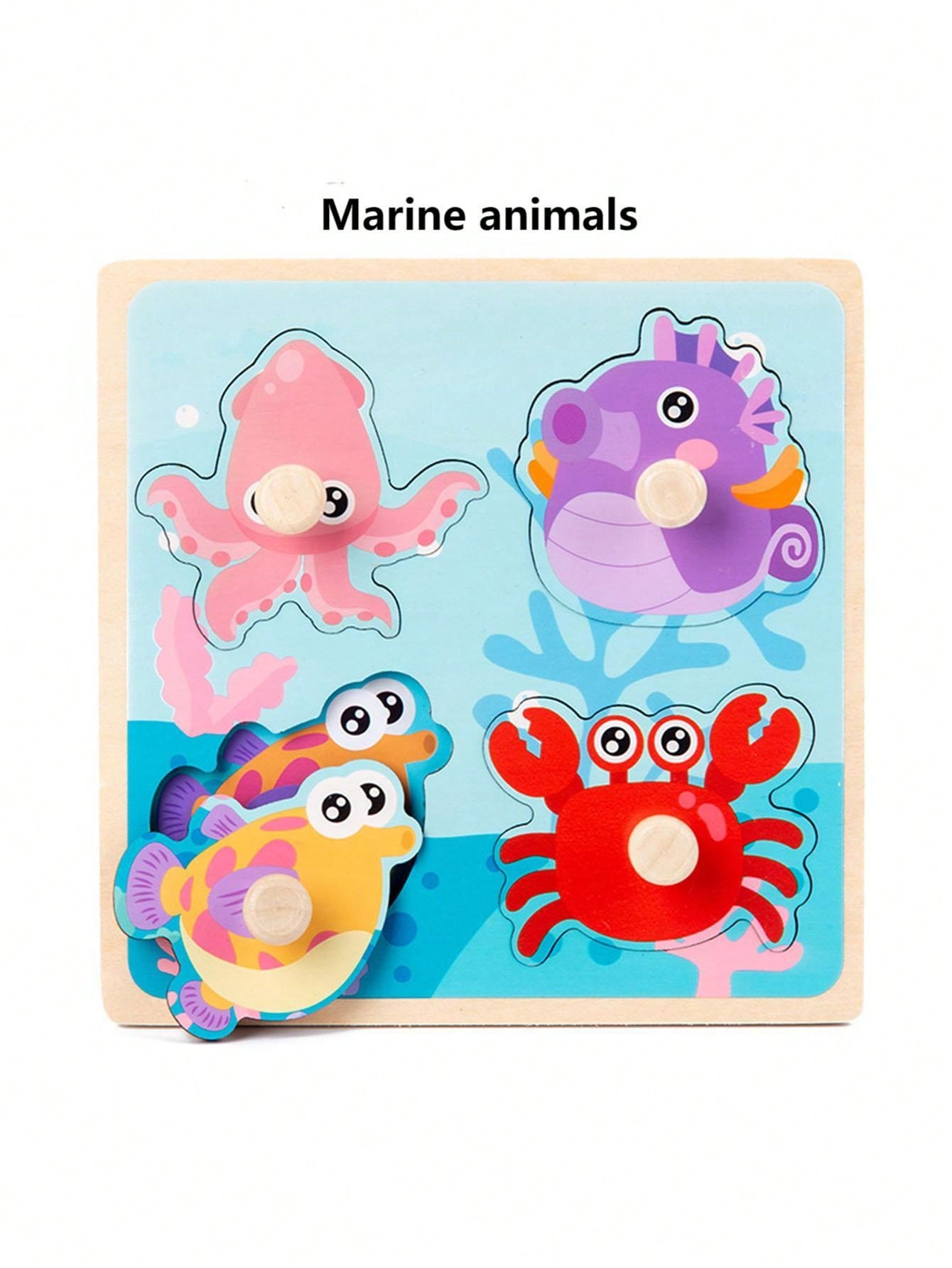 New 3d Ocean Animals Wooden Peg Puzzle Board For Toddlers, Early ...
