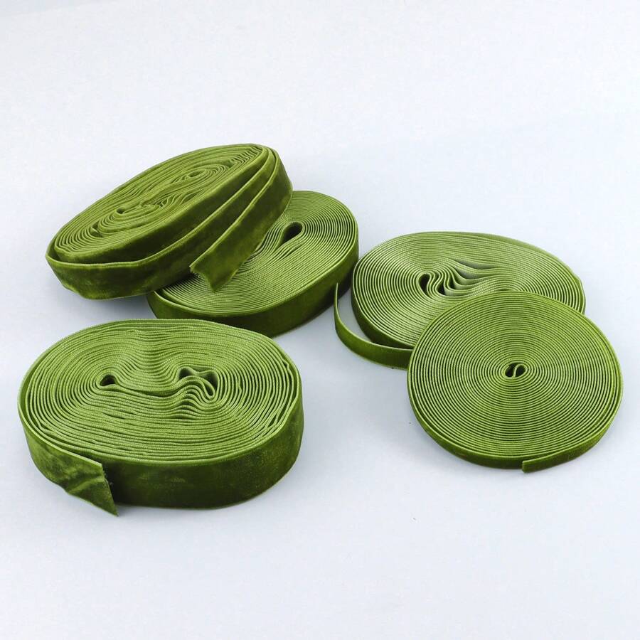 1pc 4.57m Long Olive Green Single-Sided Non-Elastic Colored Flocked ...