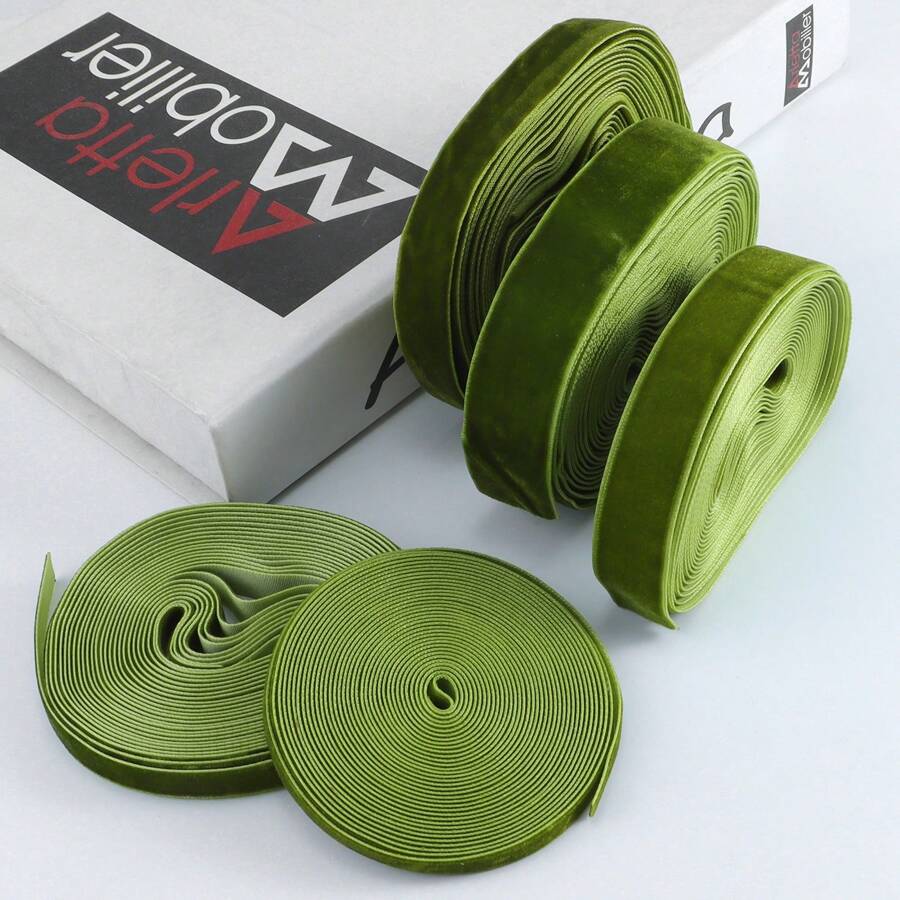 1pc 4.57m Long Olive Green Single-Sided Non-Elastic Colored Flocked ...